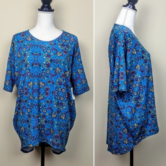 LuLaRoe | Tops | Nwt Lularoe Tunic Irma Top Blue Gold Floral Xs | Poshmark